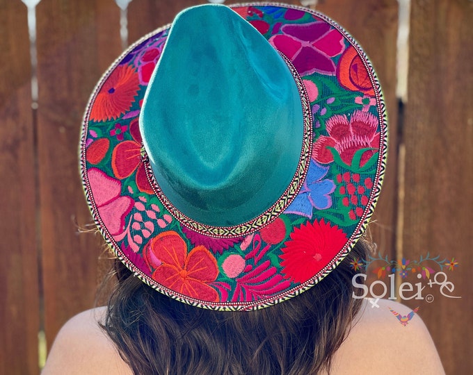 Mexican Artisanal Hat. Embroidered Mexican Hat. Colorful Suede Hat ...