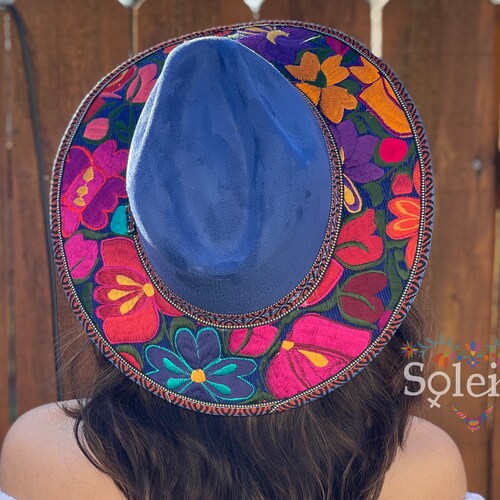 Mexican Artisanal Hat. Embroidered Mexican Hat. Colorful Suede - Etsy