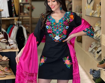 Floral Embroidered Mexican Dress.size S - 3X. Long Sleeve Floral Embroidered Mexican Dress.size S - 3X. Long Sleeve