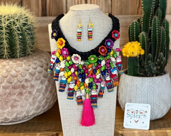 Handmade Palm Mexican Jewelry Set. Mexican Necklace & - Etsy