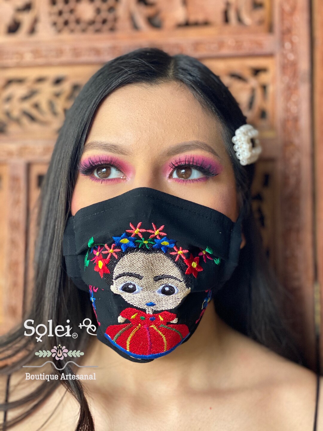 Embroidered Face Masks. Mexican Frida Kahlo Face Mask. Reusable Face ...