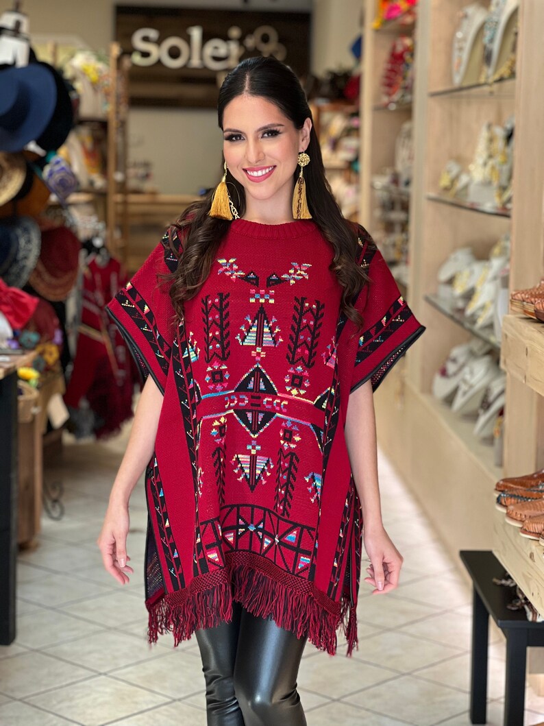 Artisanal Mexican Poncho. Unisex Mexican Poncho. Multicolor Poncho With ...