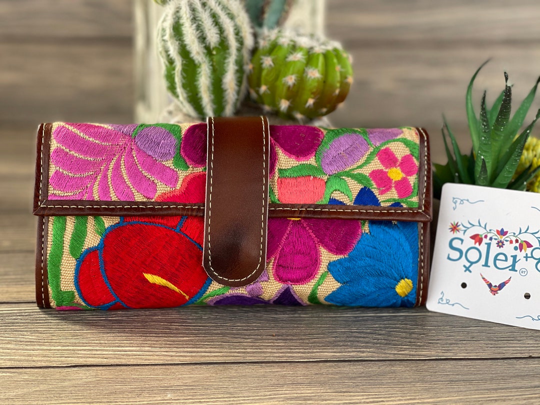 Mexican Floral Embroidered Clutch: Artisanal Handbag - Etsy