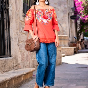 Embroidered Mexican Blouse. Size S - 3X. Plus Size Floral Blouse ...