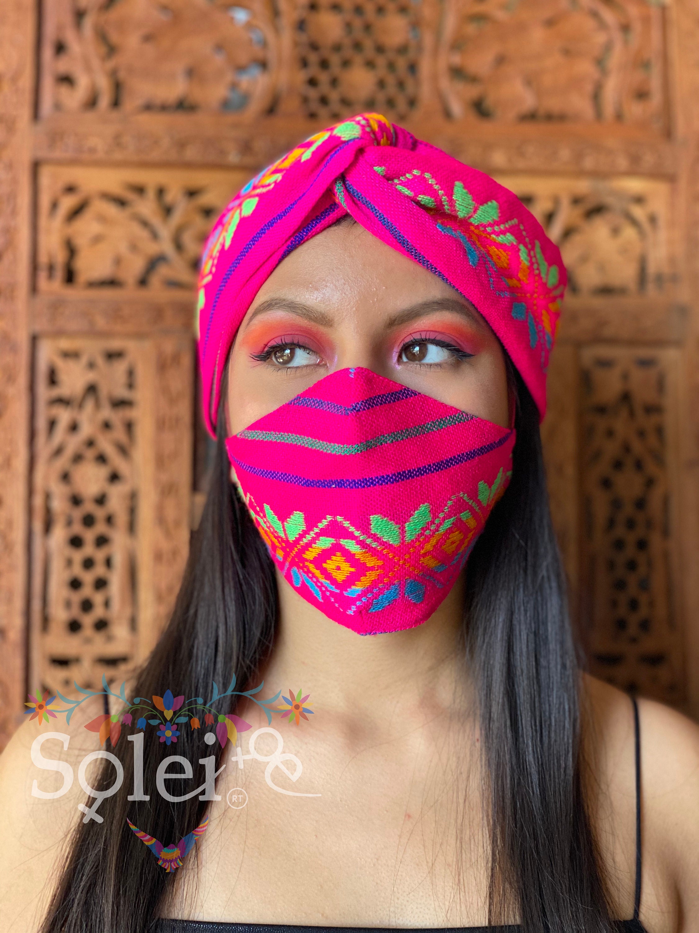 Handmade Embroidered Headband/turban and Face Mask Set. | Etsy