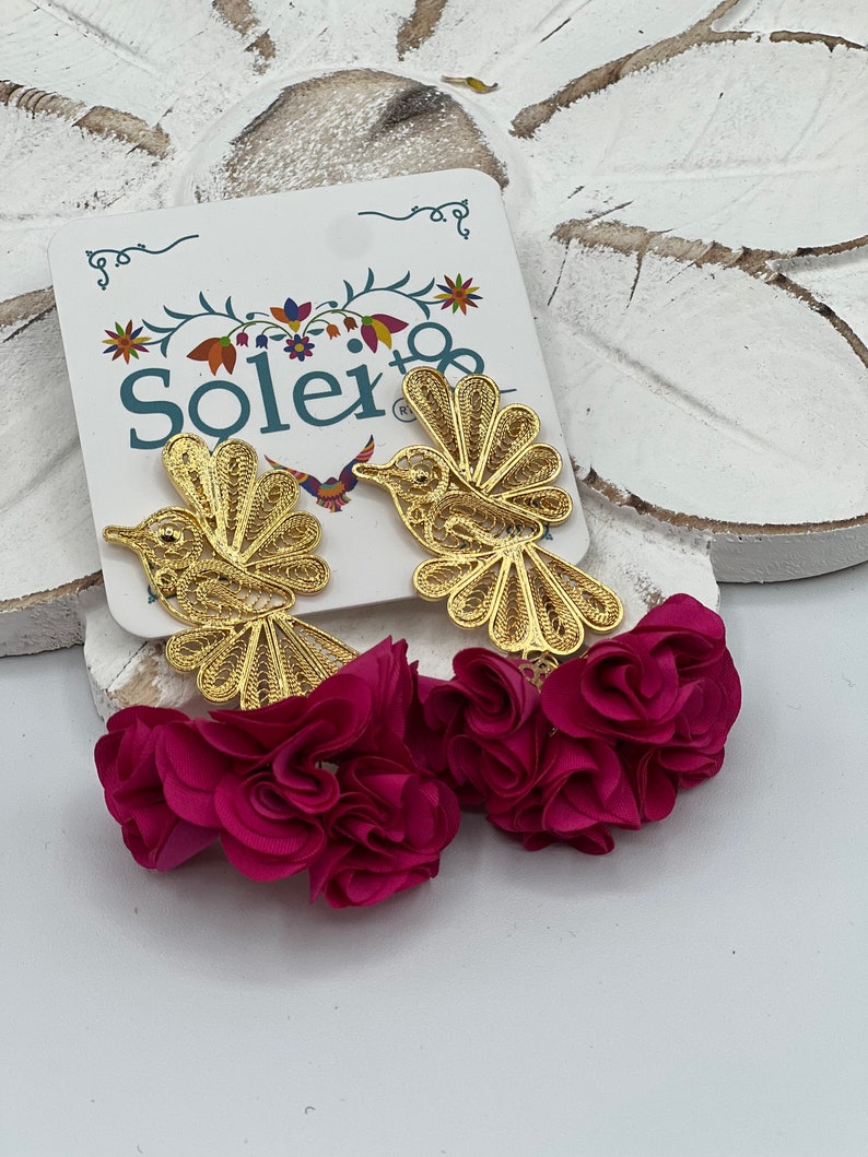 Mexican Filigree Hummingbird Earrings. Gold Plated Filigree. - Etsy