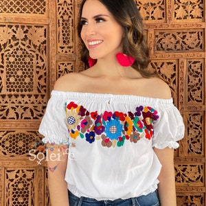 Floral Crop Top. Mexican Floral Blouse.mexican Crop Top. Hand ...