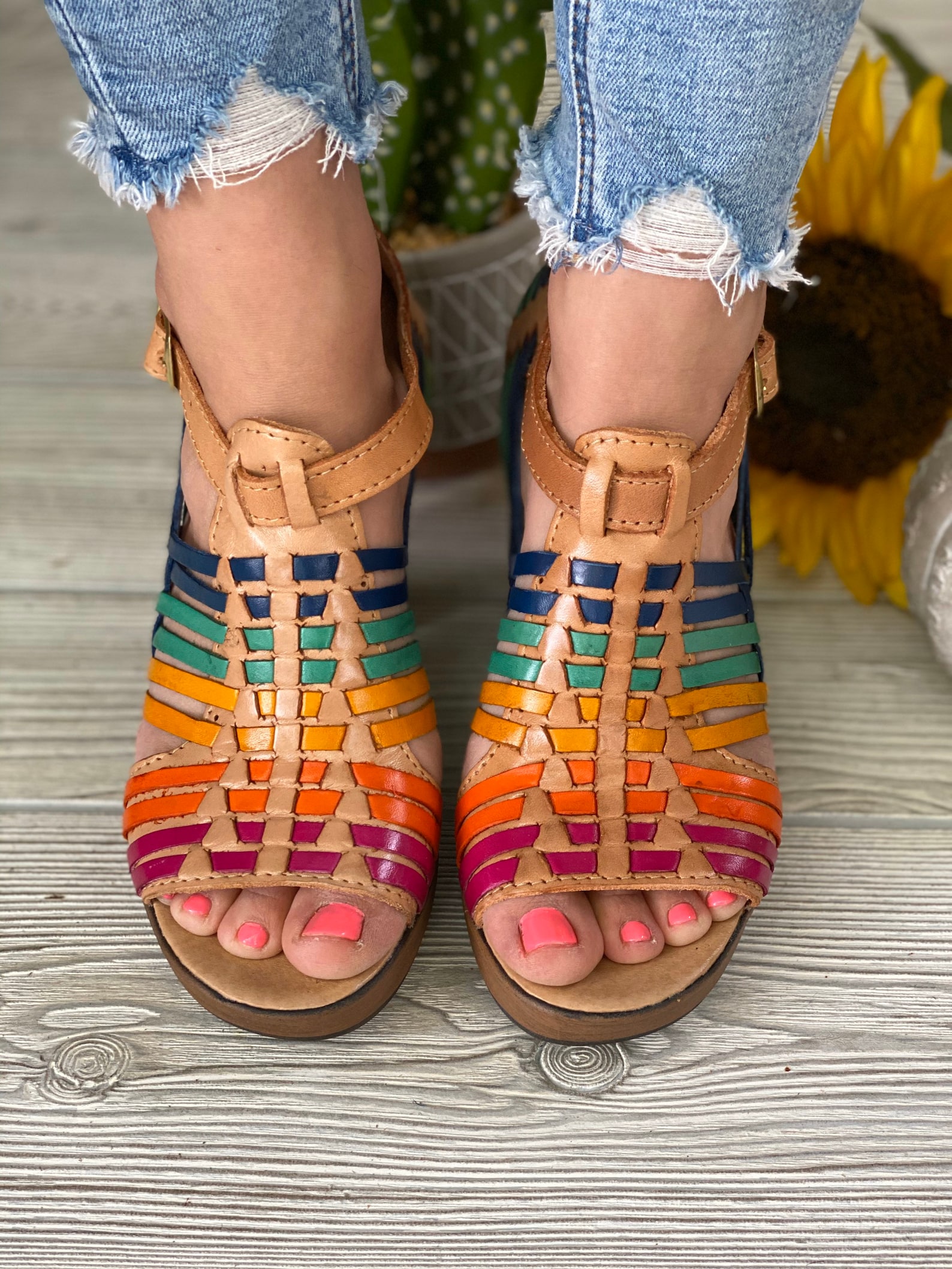 Mexican Heel Sandal. All Size Boho Hippie Vintage Heels. Mexican ...