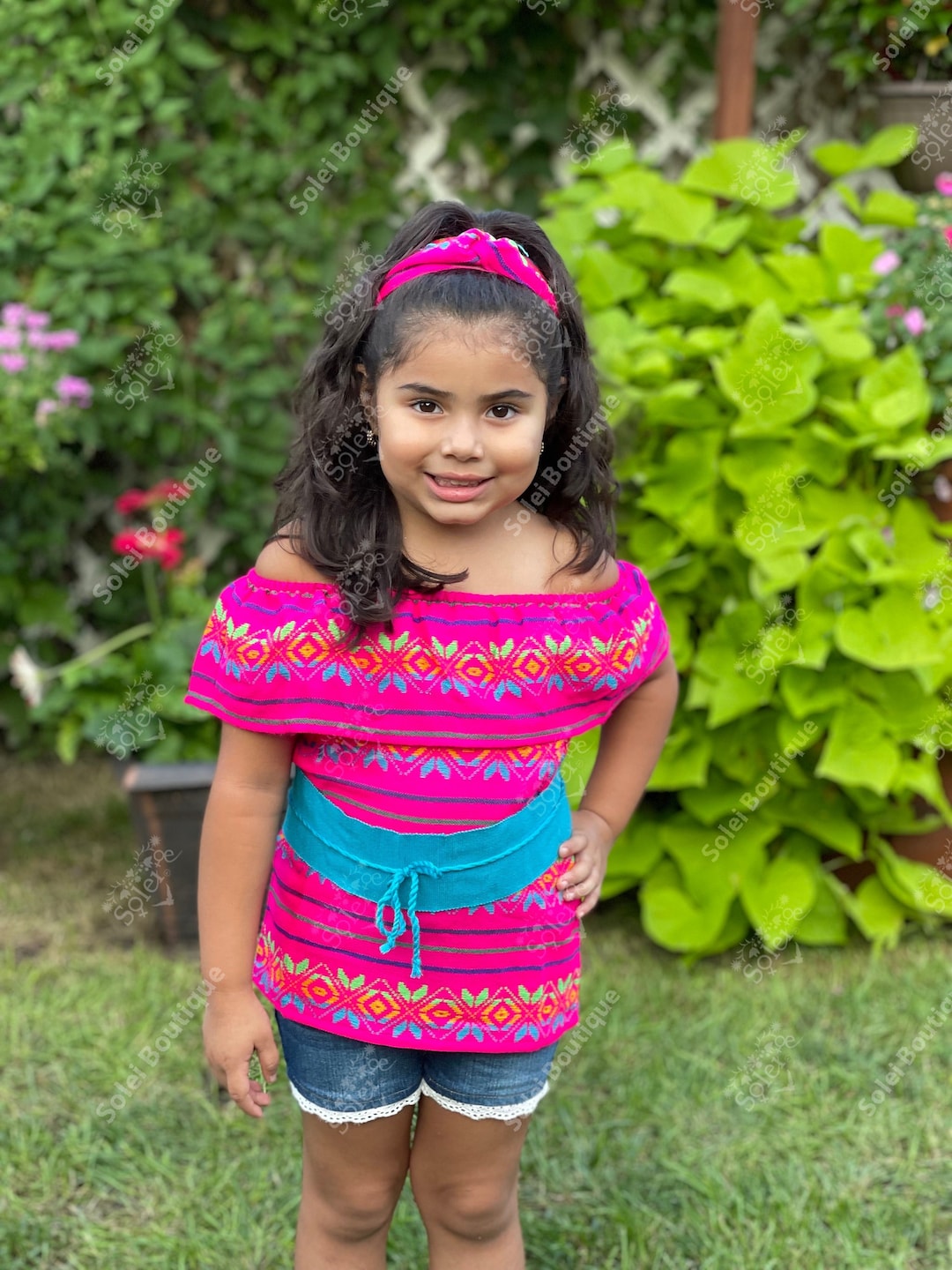 Girls Traditional Mexican Blouse. Multicolor Mexican Top. Traditional ...