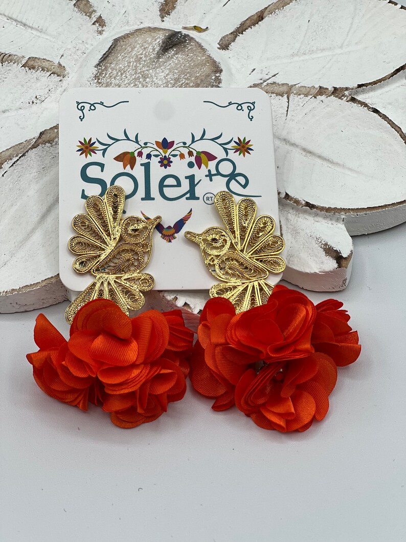 Mexican Filigree Hummingbird Earrings. Gold Plated Filigree. - Etsy
