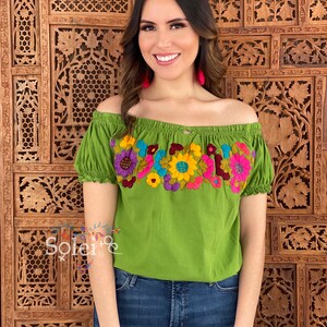 Floral Crop Top. Mexican Floral Blouse.mexican Crop Top. Hand ...