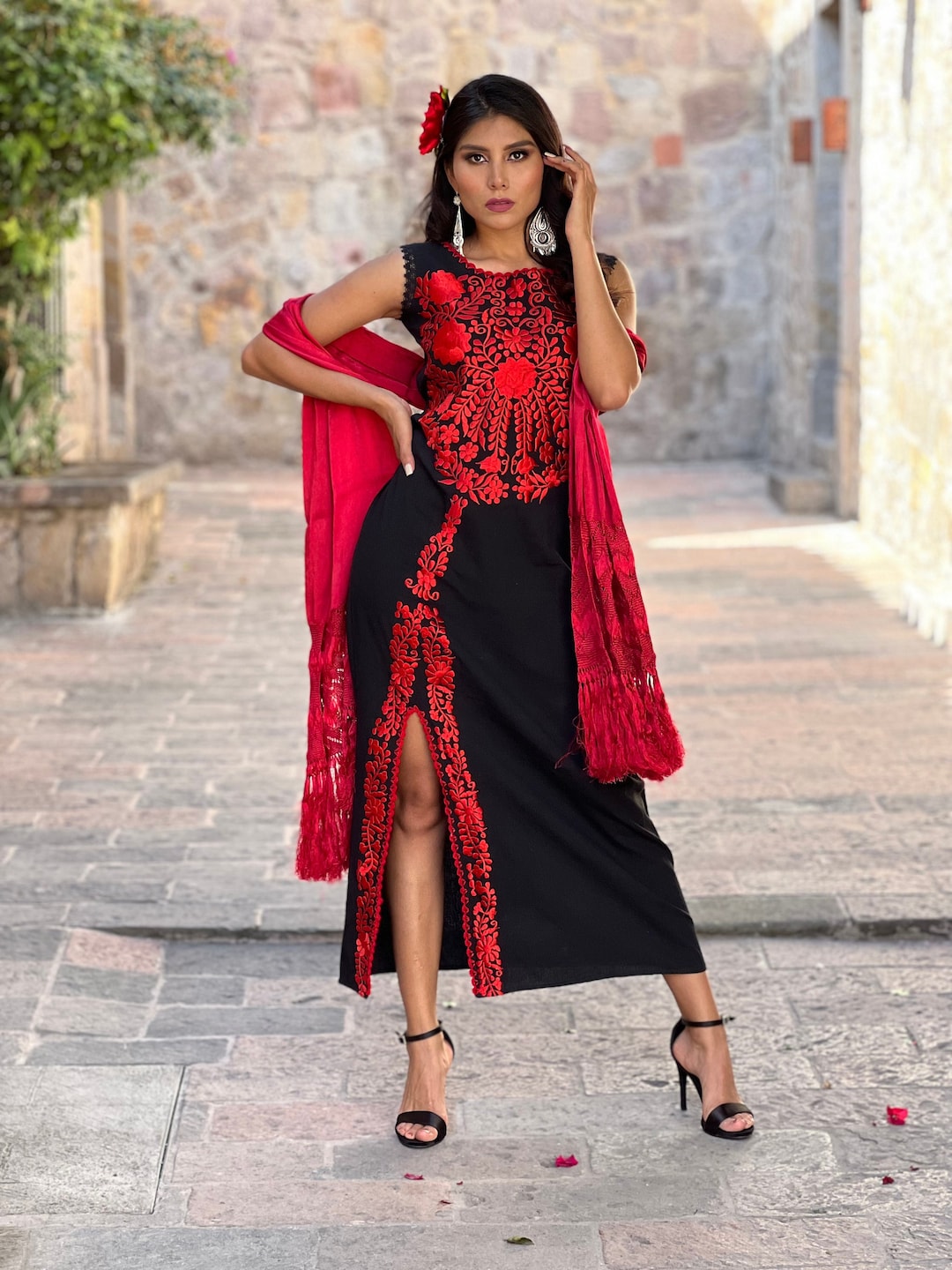 Long Mexican Traditional Dress. S-3X. Typical Mexican Dress. Boho ...