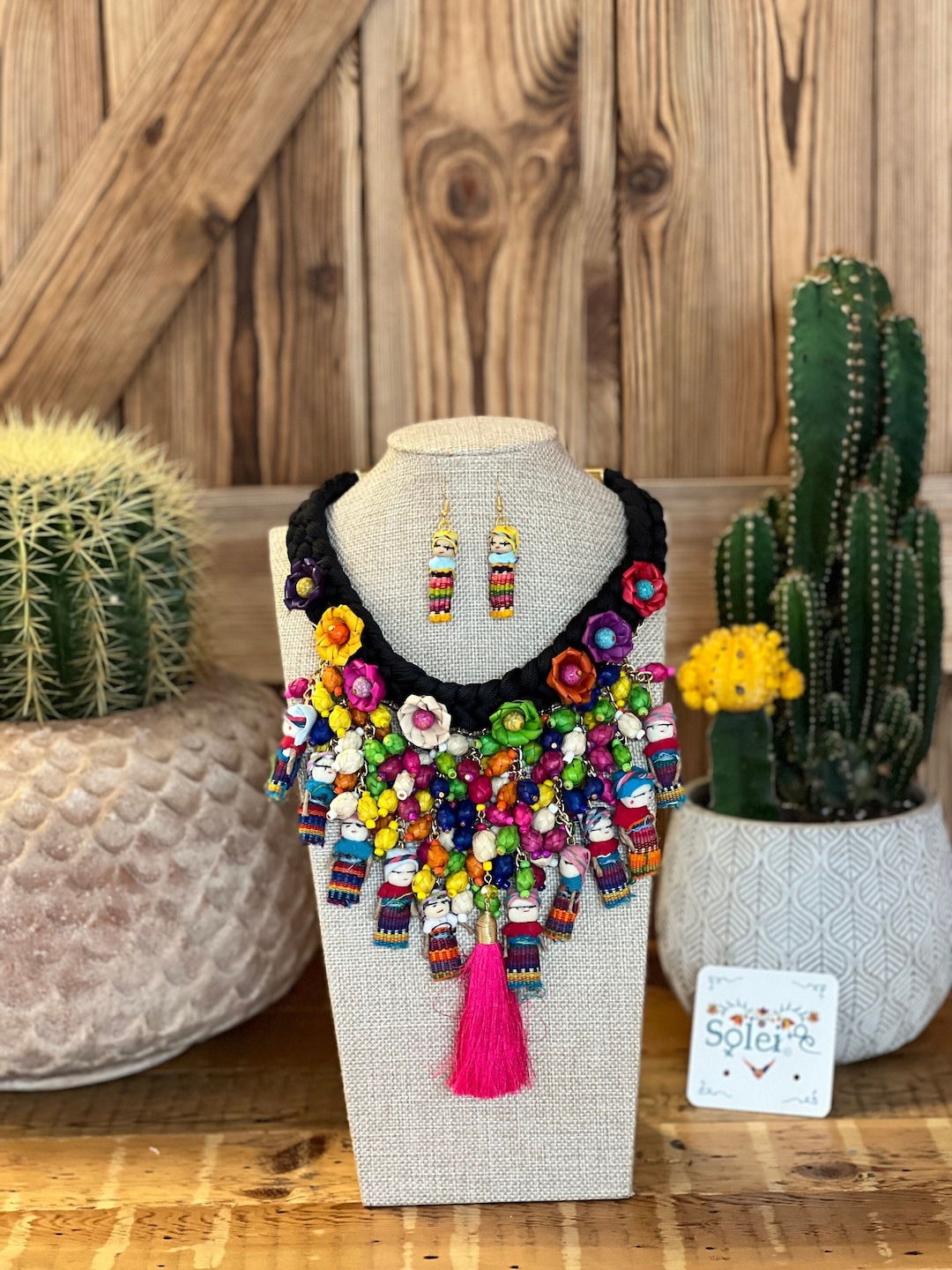 Handmade Palm Mexican Jewelry Set. Mexican Necklace & Earrings ...