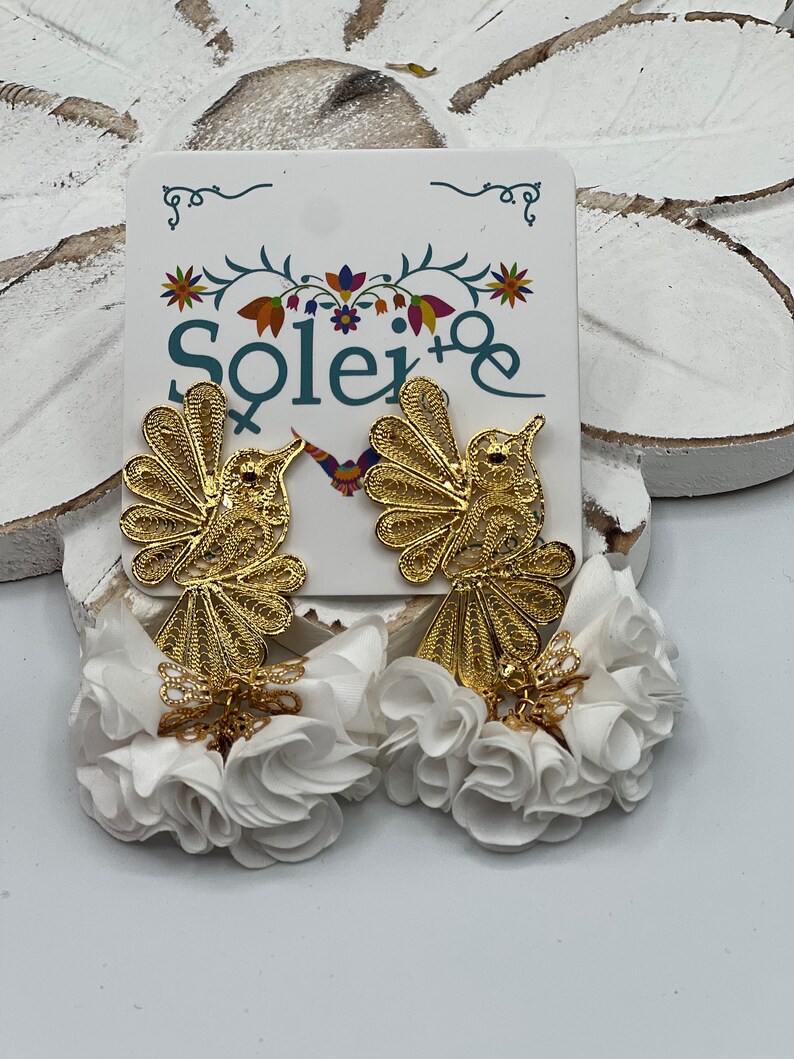 Mexican Filigree Hummingbird Earrings. Gold Plated Filigree. - Etsy