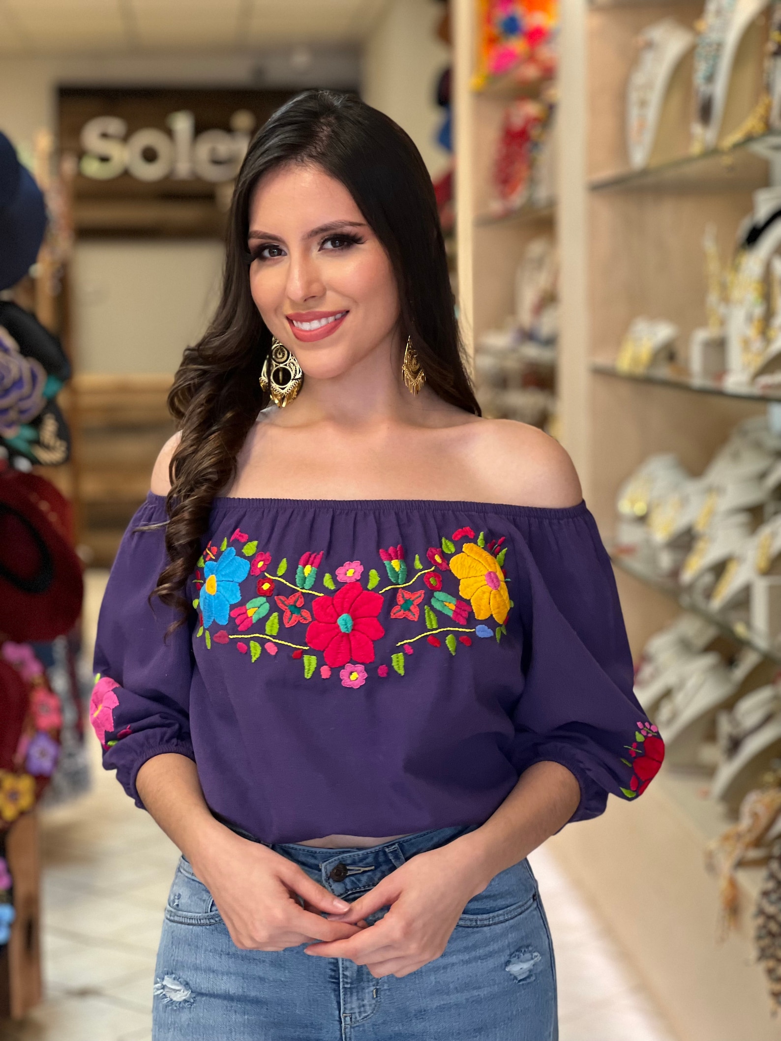 Artisanal Hand Embroidered Crop Top. Mexican 3/4 Sleeve Crop - Etsy