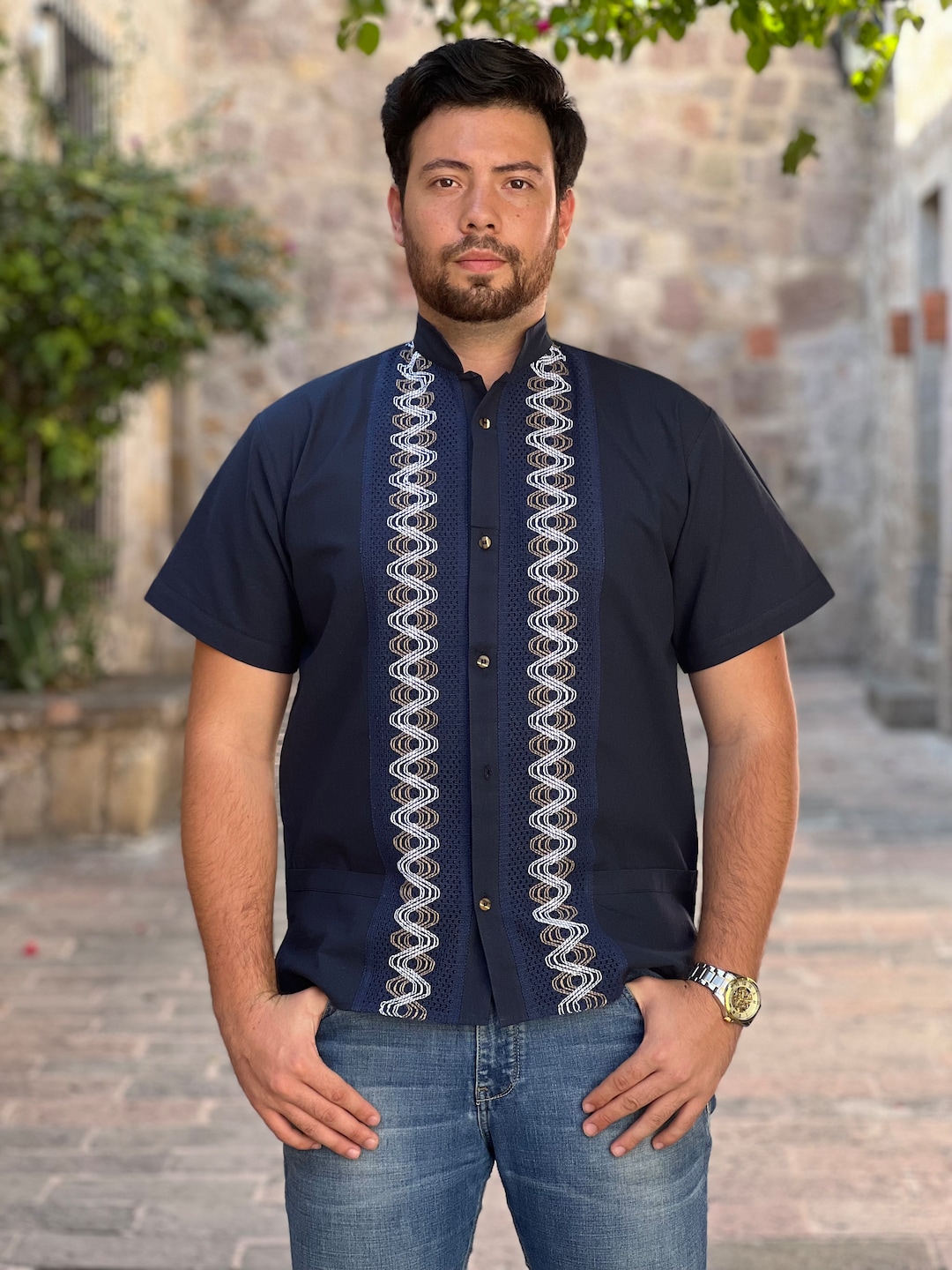 Mens Mexican Traditional Shirt. Size S-XL. Embroidered Guayabera for ...