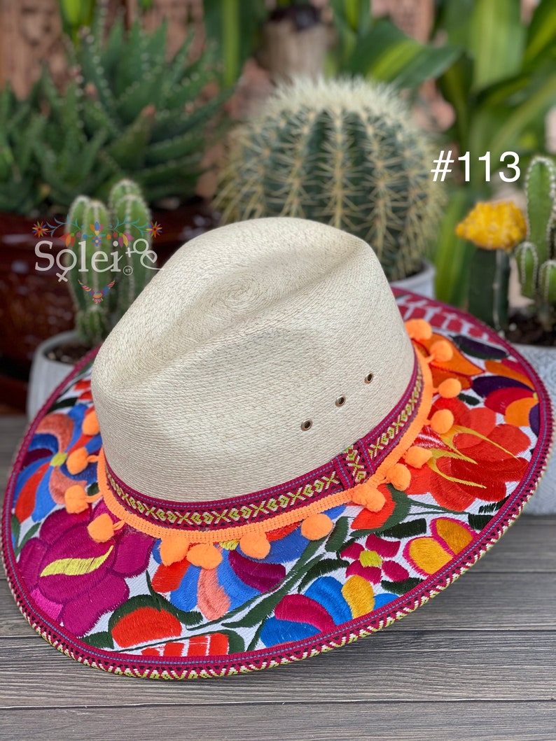 Mexican Palm Hat. Embroidered Hat. Colorful Floral Hat. - Etsy