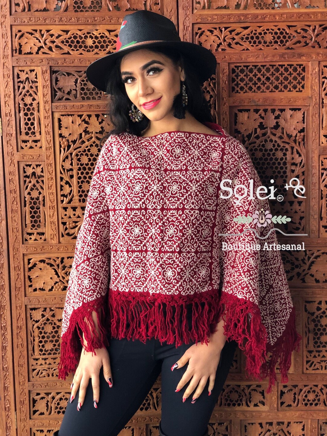 Mexican Embroidered Poncho. Fair Isle Poncho. Mexican Traditional ...