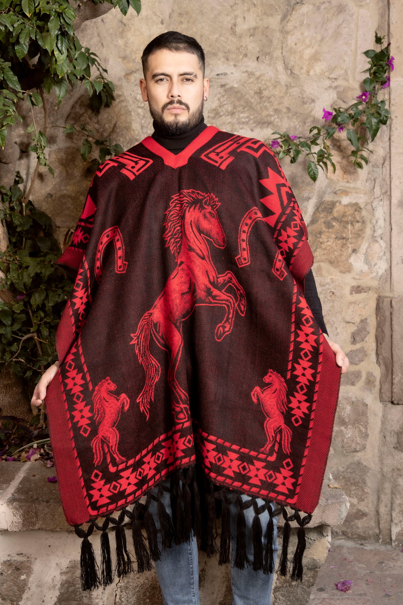 Artisanal Mexican Poncho. Cowboy Style. Traditional Men's Poncho ...