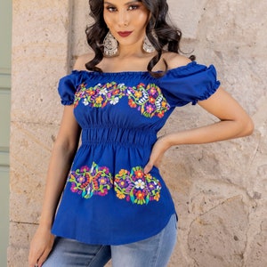 Floral Embroidered Mexican Top. Size S - 2X. Typical Mexican Top ...