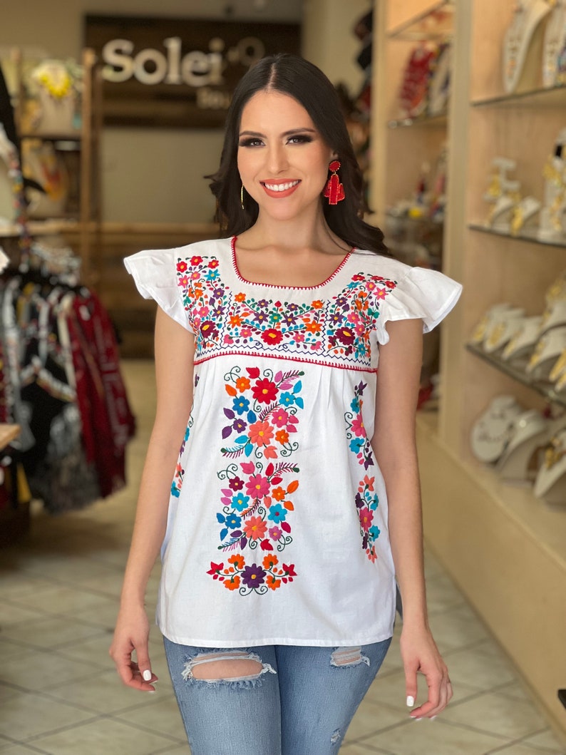 Hand Embroidered Multicolor Blouse. Size S 2X. Floral - Etsy
