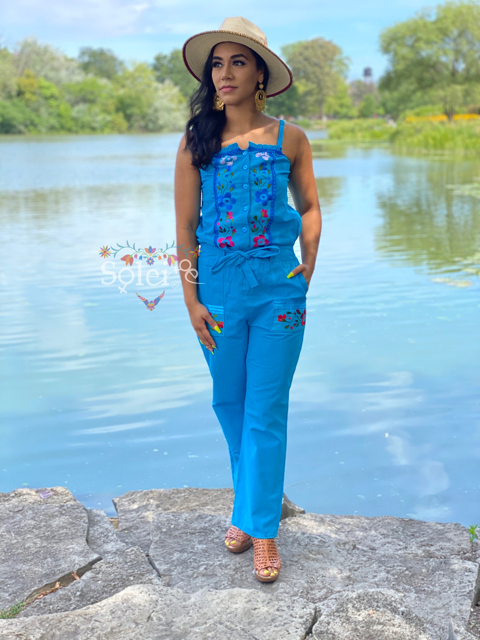 Mexican Floral Jumpsuit. Spaghetti Strap Jumpsuit. Hand - Etsy