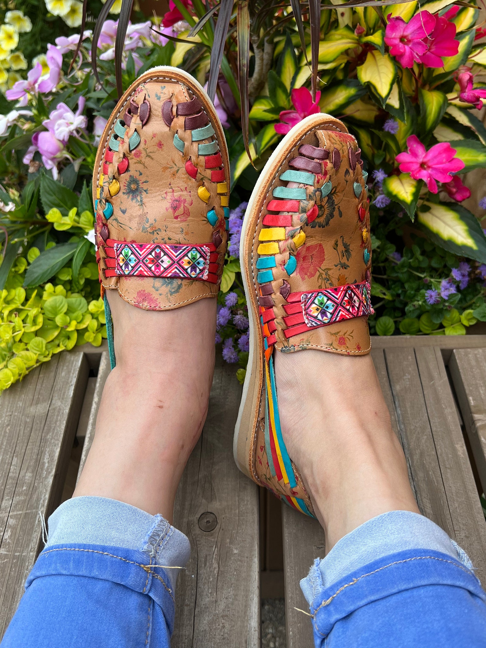 Mexican Huarache. Leather Mexican Sandal. All Size Boho-hippie Vintage ...