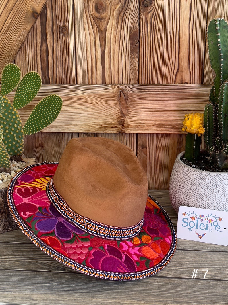 Mexican Artisanal Hat. Embroidered Mexican Hat. Colorful Suede - Etsy