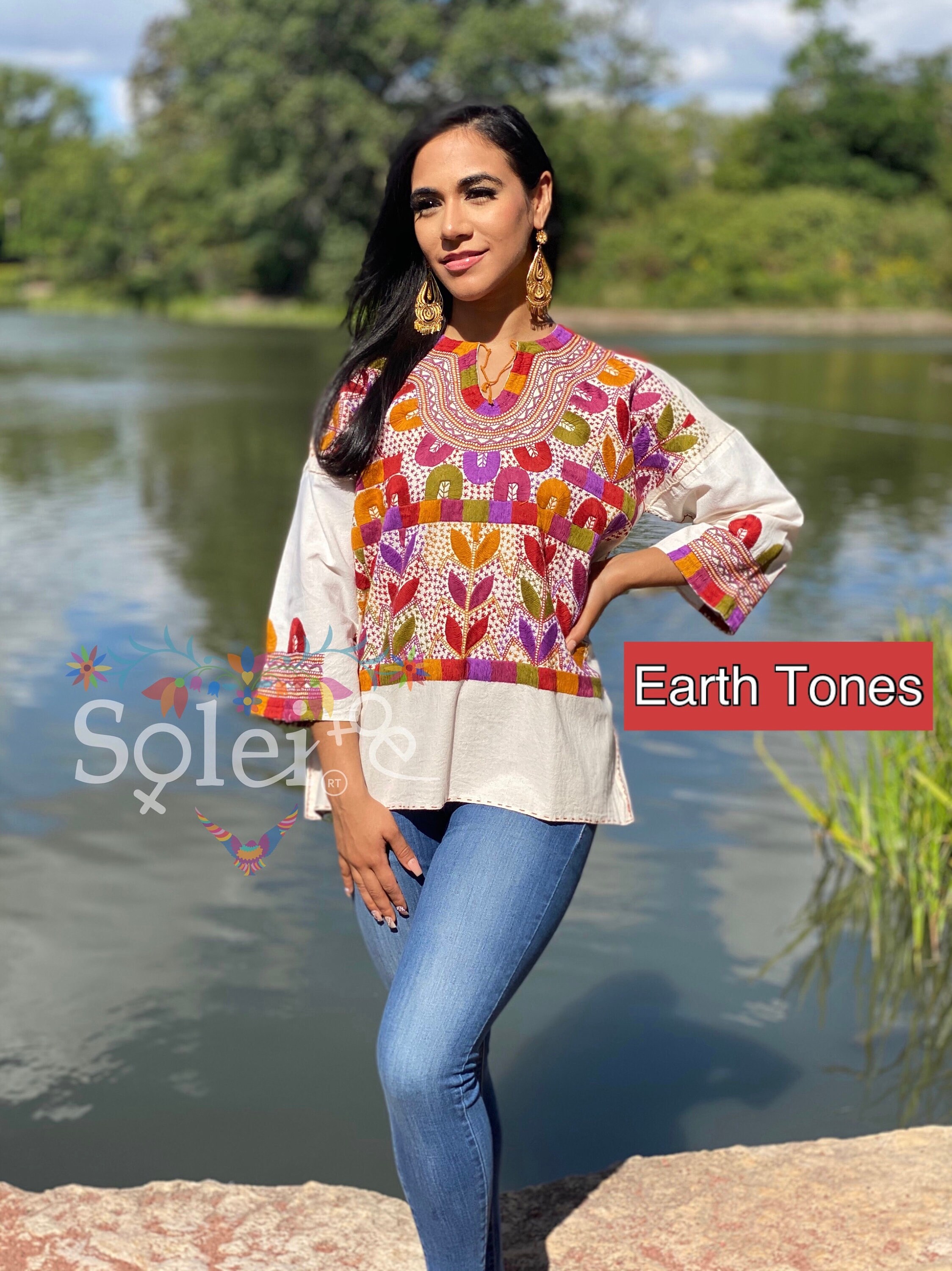 Hand Embroidered Mexican Blouse. Traditional Mexican Top. Multicolor ...