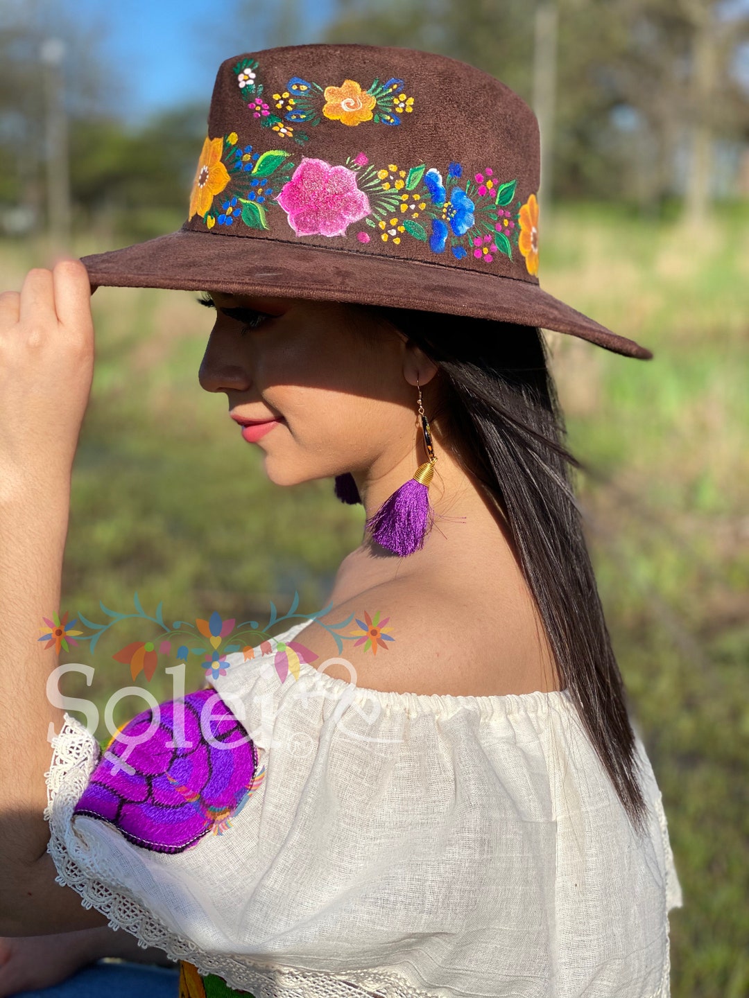 Mexican Artisanal Hat. Hand Painted Sombrero. Colorful Suede Hat ...