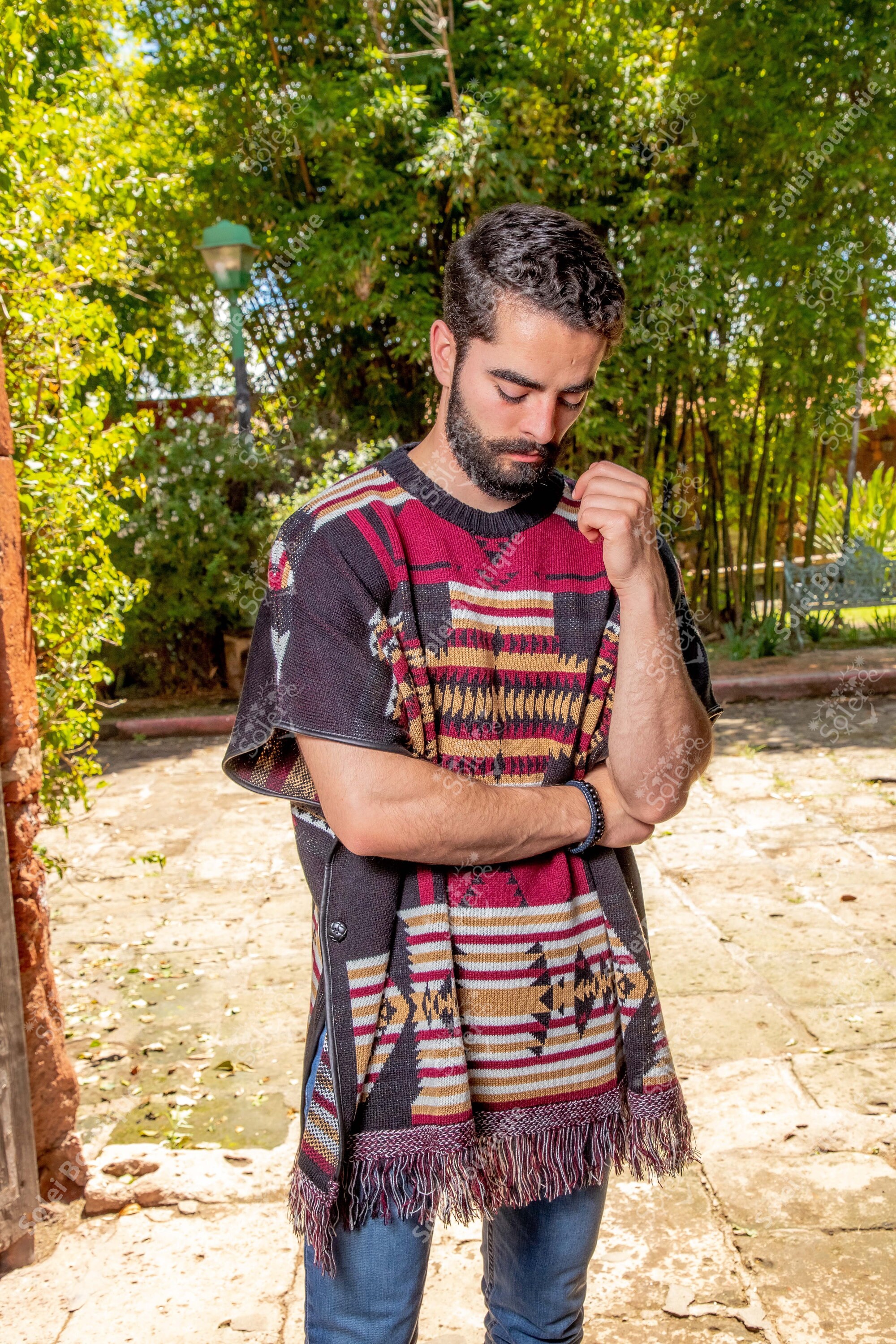 Artisanal Mexican Unisex Poncho. Mexican Poncho. Multicolor Poncho ...
