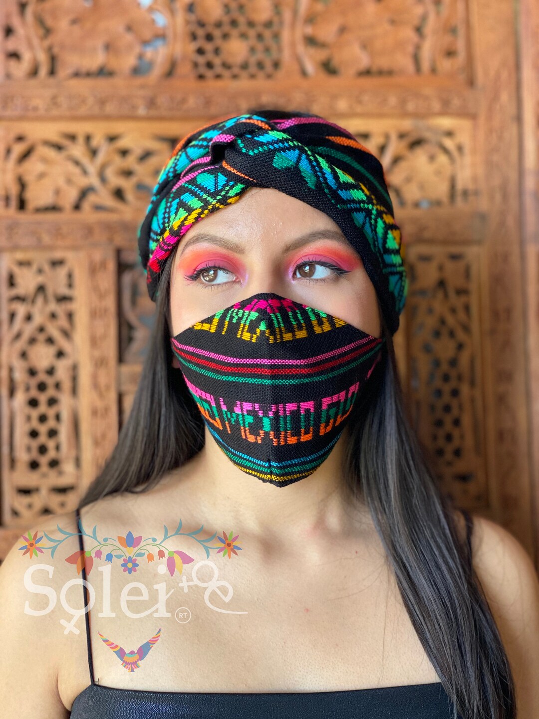 Handmade Embroidered Headband/turban and Face Mask Set. Beautifully ...