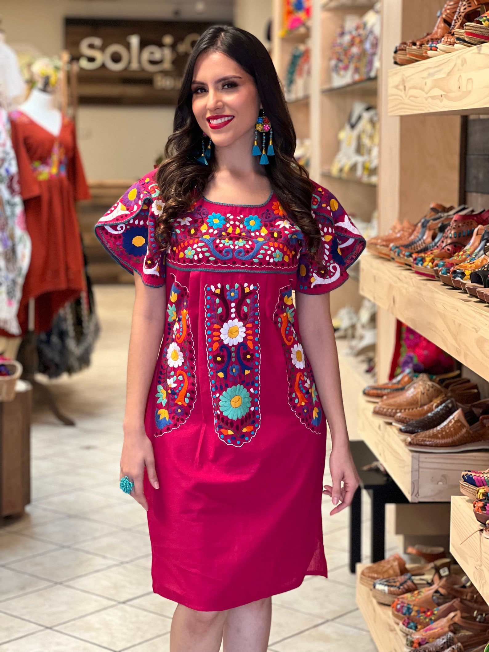 Floral Hand Embroidered Dress. Floral Traditional Mexican - Etsy