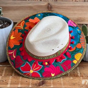 Mexican Palm Hat. Embroidered Hat. Colorful Floral Hat. - Etsy