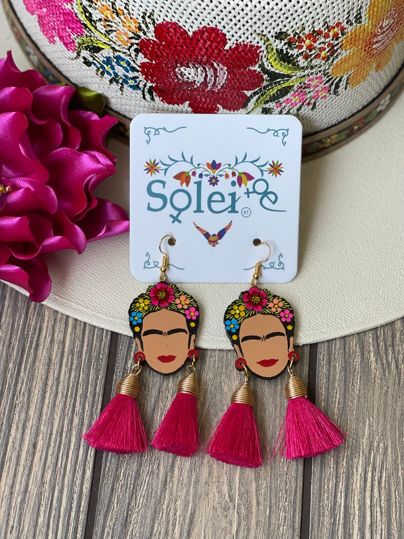 Hand Painted Artisanal Earrings. Frida Kahlo Earrings. Silk - Etsy