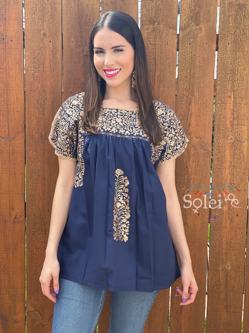 Silk Thread Hand Embroidered Mexican Blouse. Mexican Traditional Blouse ...