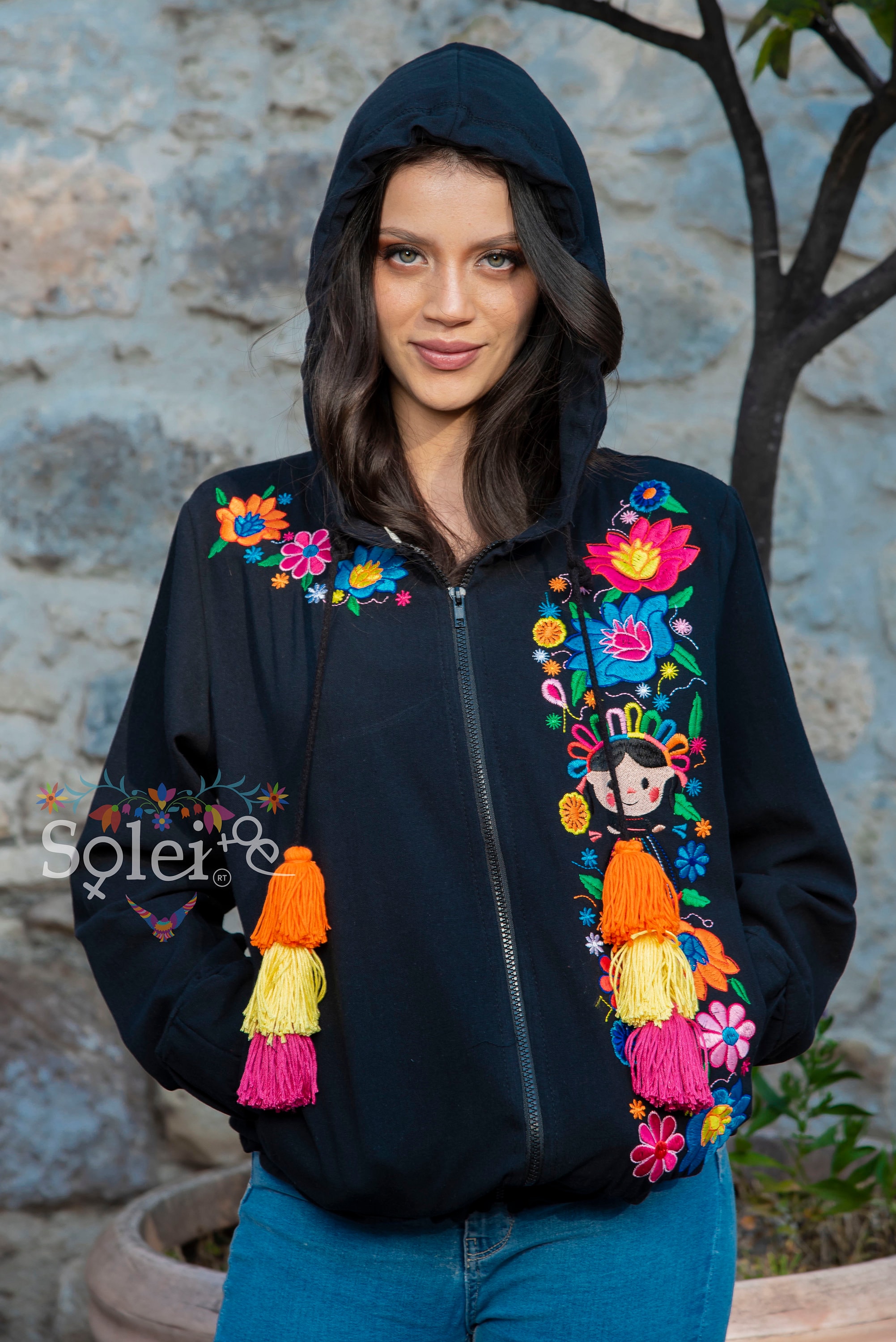 Womens Mexican Embroidered Windbreaker. Floral Embroidered | Etsy