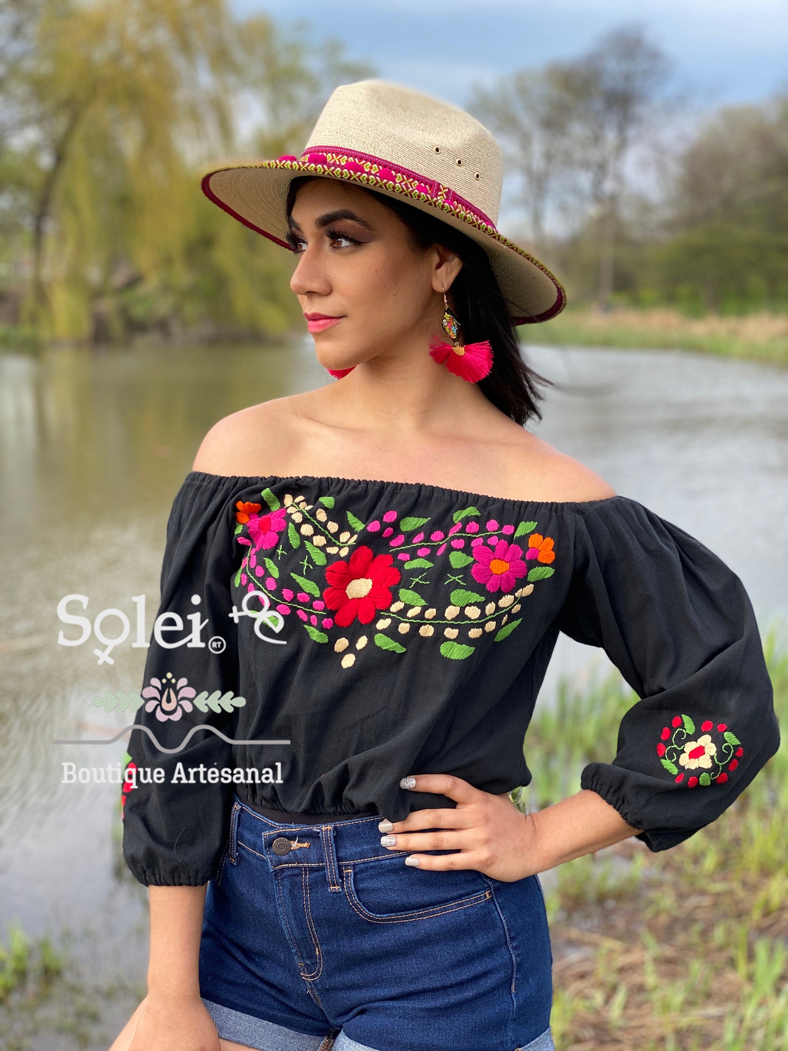Long Sleeve Crop Top. Mexican Floral Top. Traditional Mexican | Etsy