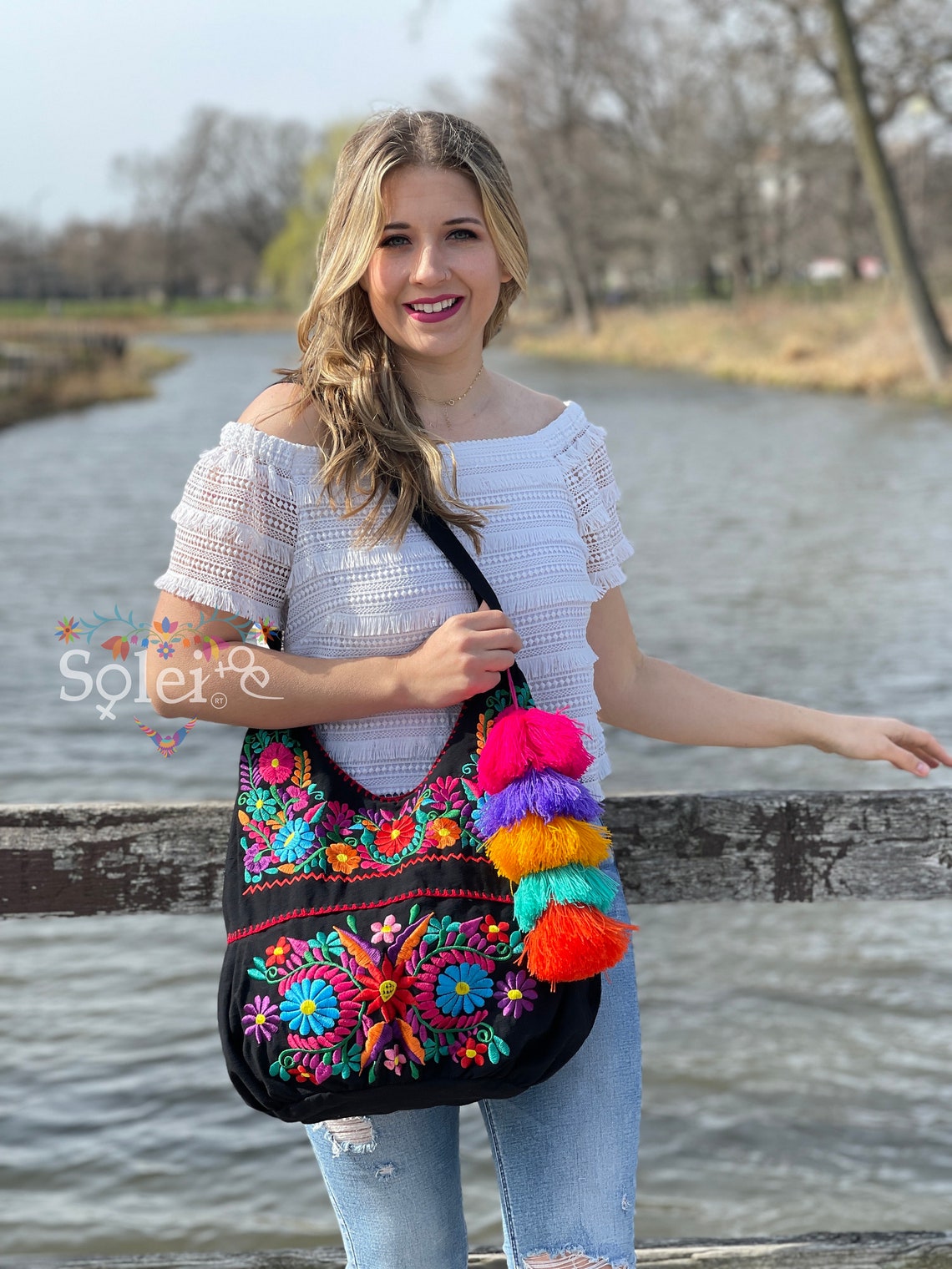Mexican Morral Bag. Floral Embroidered Bag. Traditional Embroidered ...