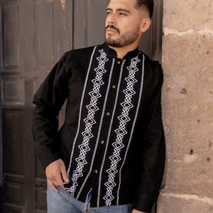 Mens Mexican Traditional Shirt. Ethnic Embroidered Guayabera for Men ...