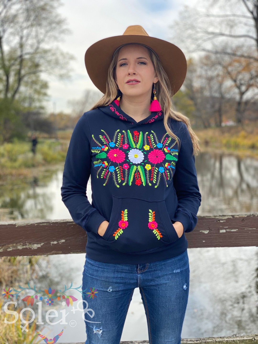 Mexican Floral Sweatshirt. Artisanal Sweatshirt Made in Mexico ...