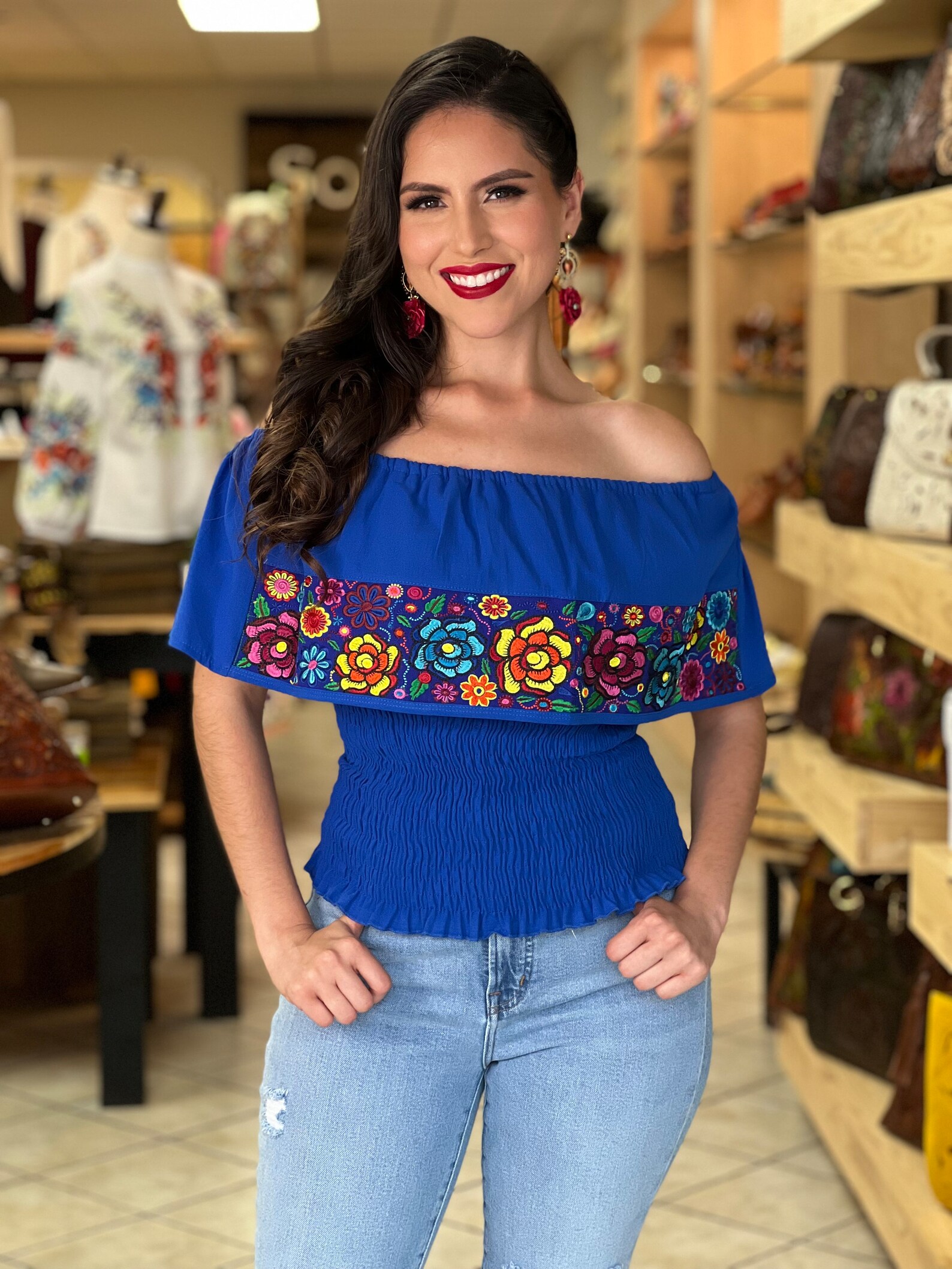 Mexican Floral Top. Size S - XL. Mexican Artisanal Top. Mexican Crop ...