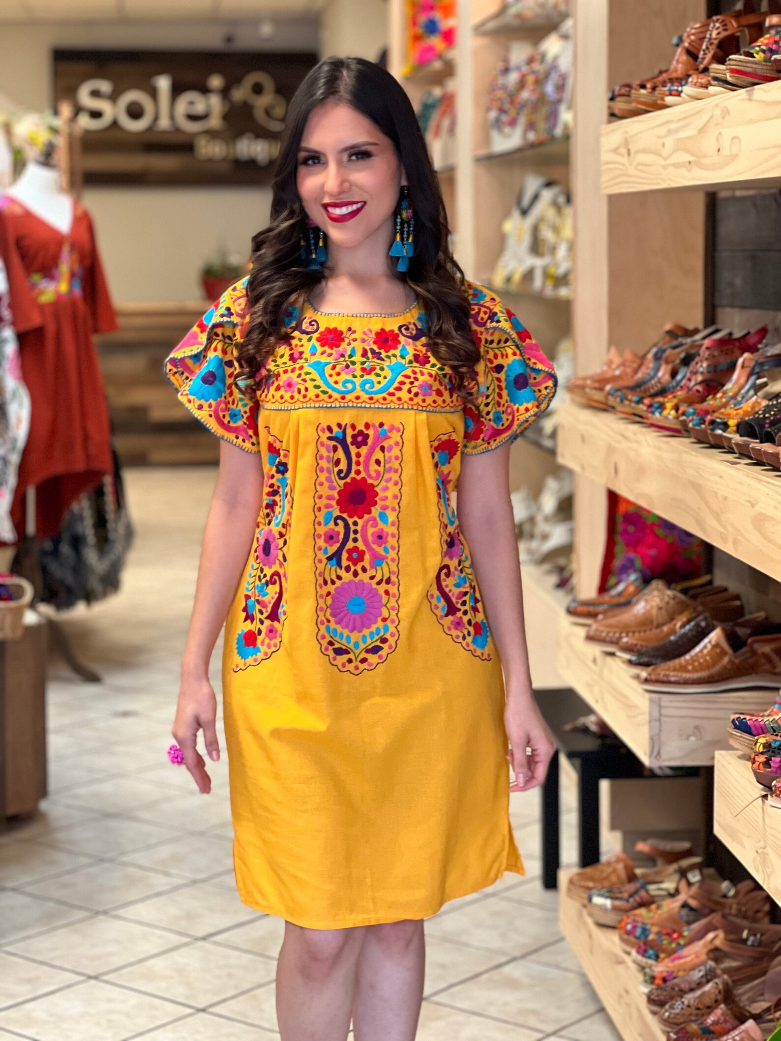Floral Hand Embroidered Dress. Floral Traditional Mexican - Etsy