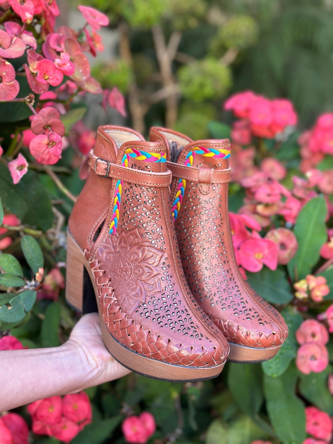 Women's Mexican Leather Bootie. Ankle Boot. Handmade Leather Bootie ...