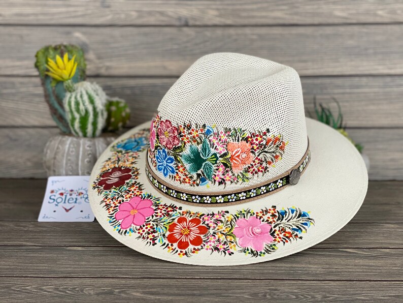 Mexican Artisanal Hat. Hand Painted Hat. Colorful Floral Hat. | Etsy