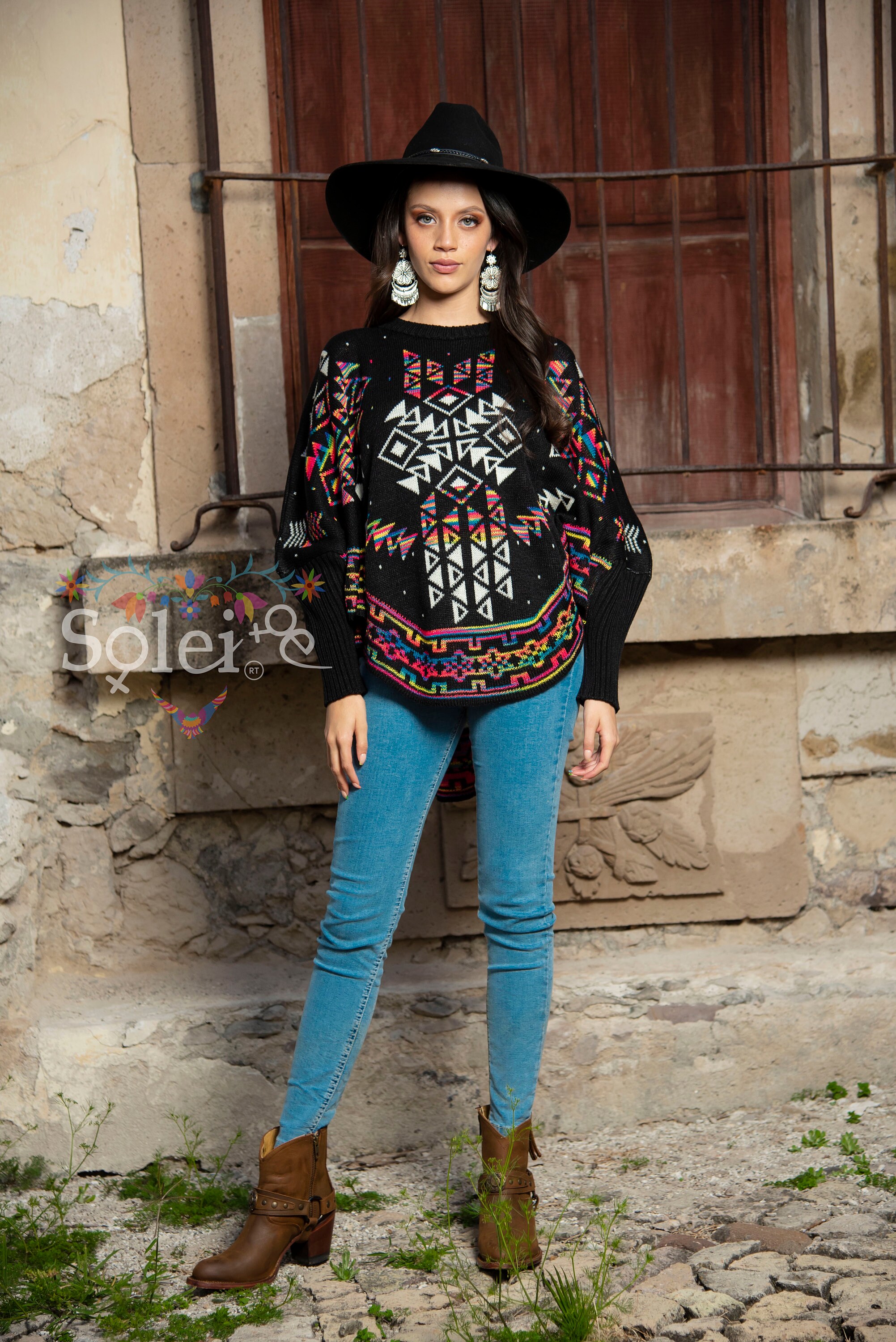 Artisanal Knit Mexican Poncho: Multicolor Fair Isle Sweater - Etsy