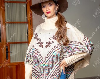 Artisanal Mexican Poncho. Mexican Poncho With Sleeves. Mexican Style ...