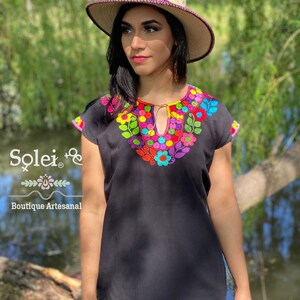Hand Embroidered Mexican Blouse. Colorful Floral Mexican Blouse ...