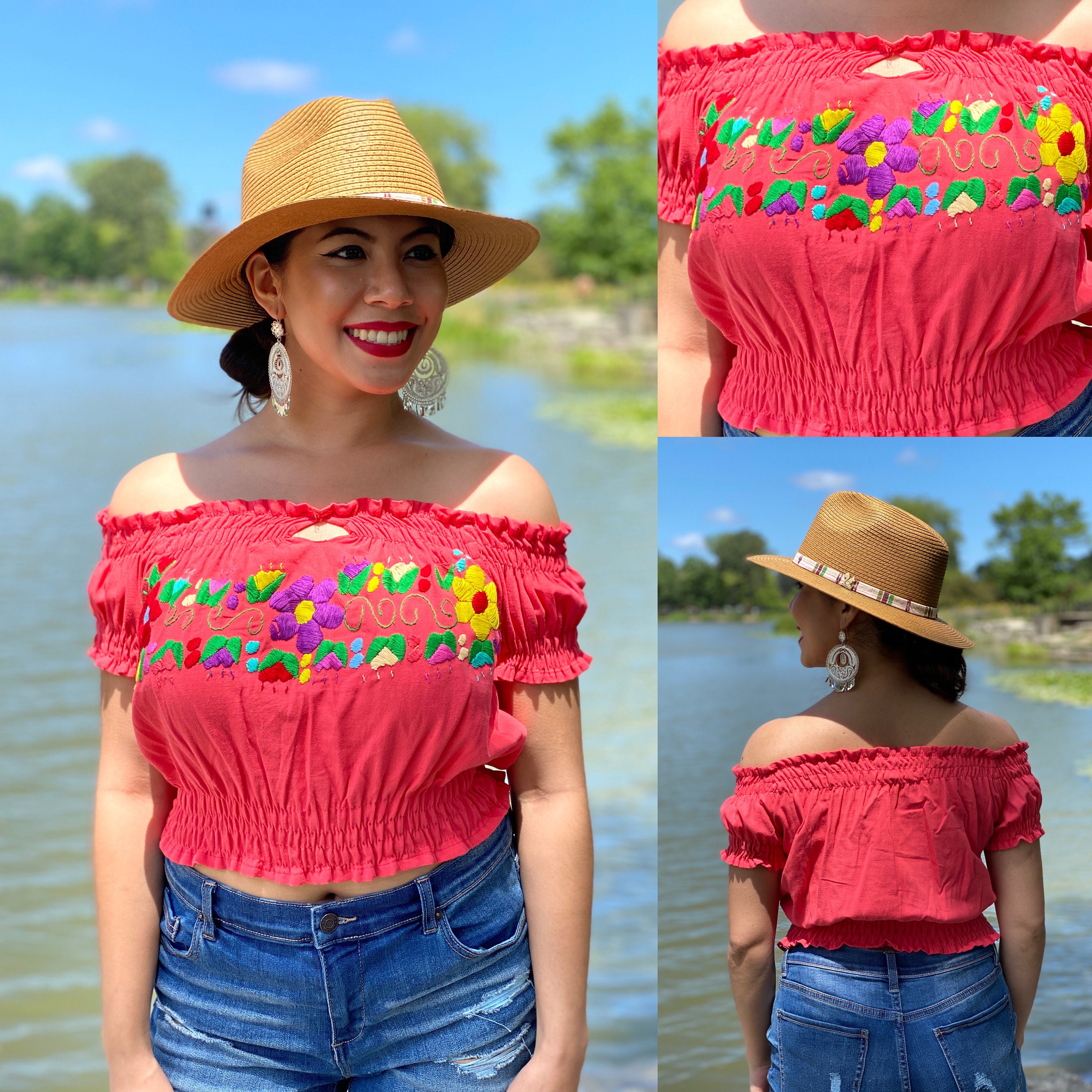 Floral Crop Top. Mexican Floral Top. Mexican Crop Top. Hand Embroidered ...