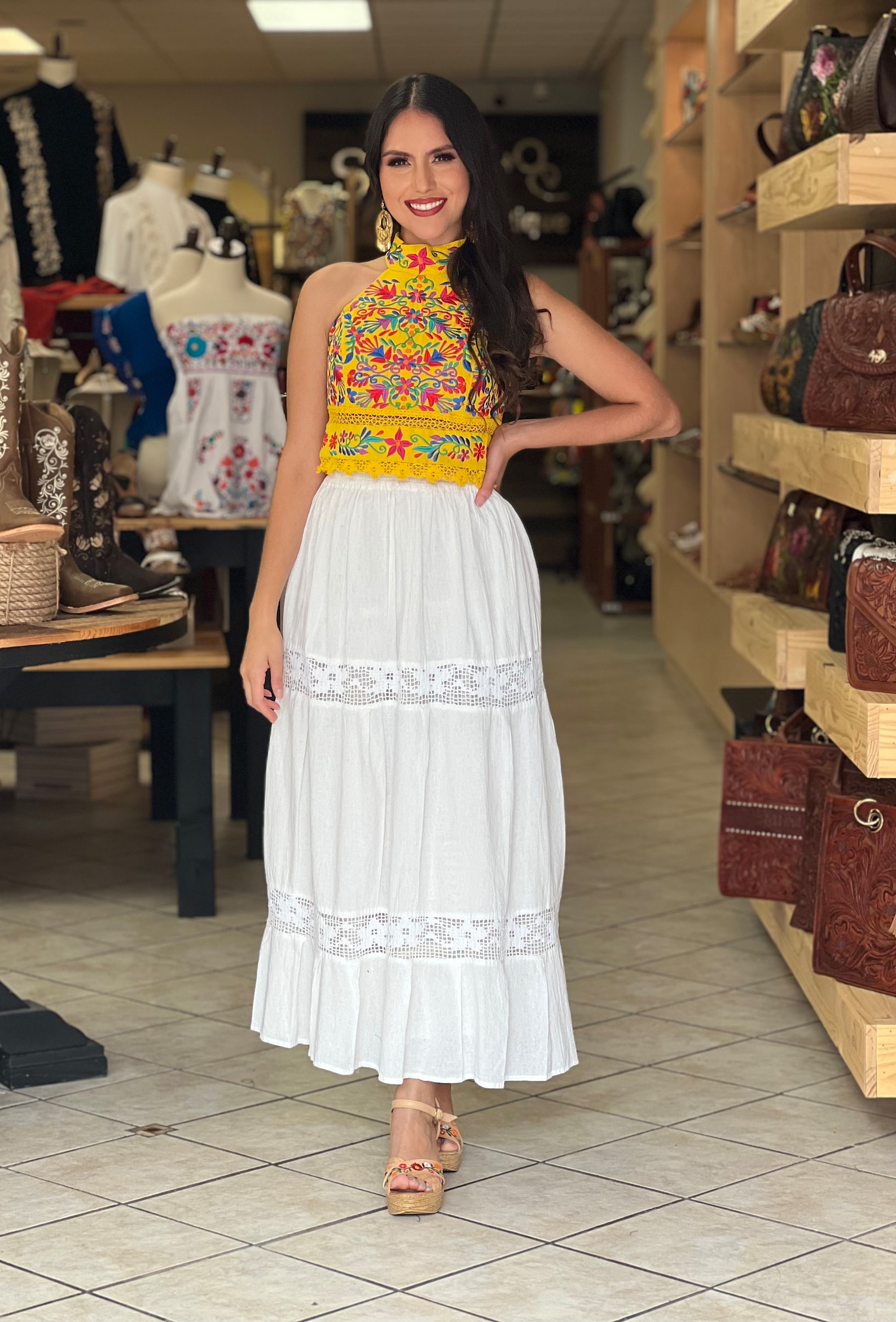 Mexican Maxi Skirt. Mexican Colorful Skirt. Traditional Long Skirt ...